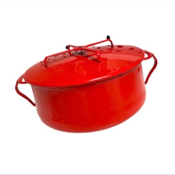 Dansk | Kitchen | Vintage Dansk Red Enamel Dutch Oven Pot 5 Qt | Poshmark